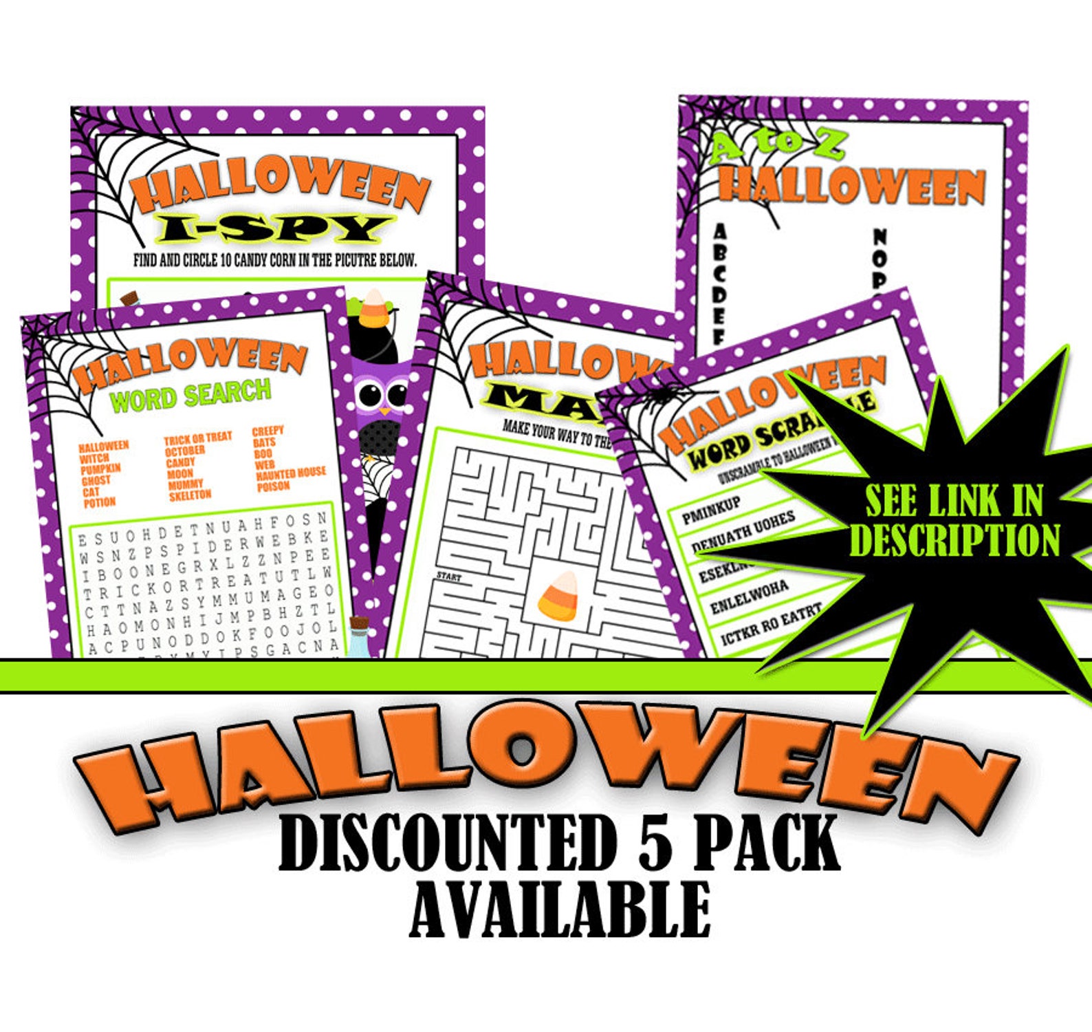 Halloween Bingo and Don't Eat Boo Combo Pack, Group Game, Class ...