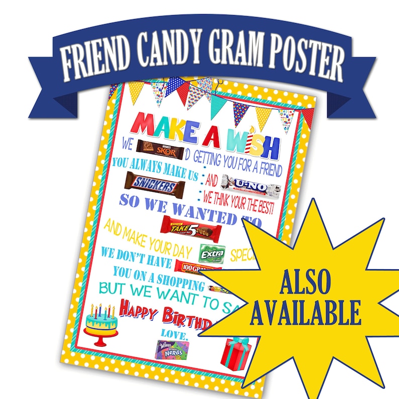 40th Birthday Poster, Candy Bar Poster, Friend Birthday Gift, Printable ...