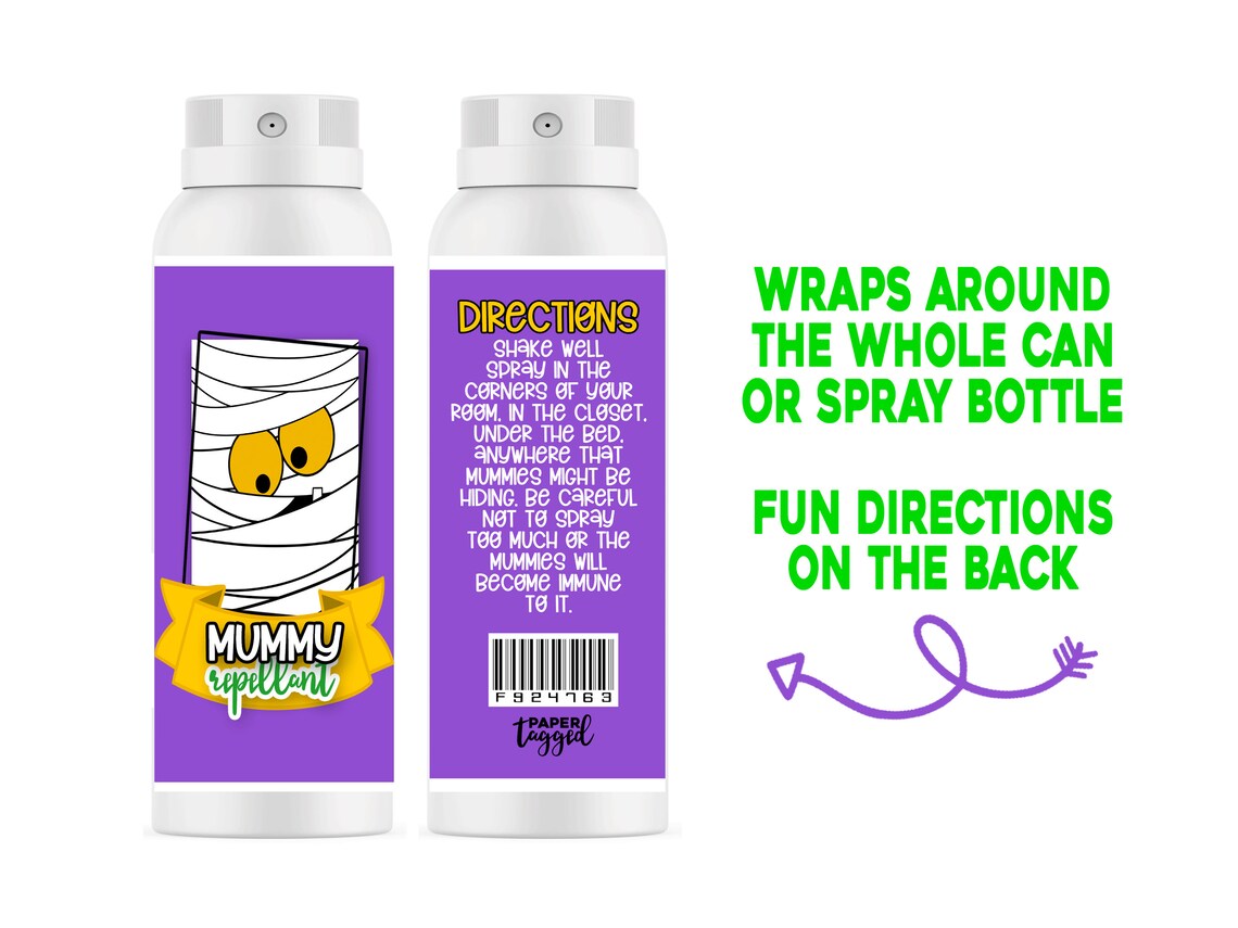Monster Repellant Wrappers, Mummy Can Wrappers, Monster Go Away Spray ...