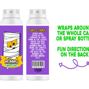 Monster Repellant Wrappers, Mummy Can Wrappers, Monster Go Away Spray ...