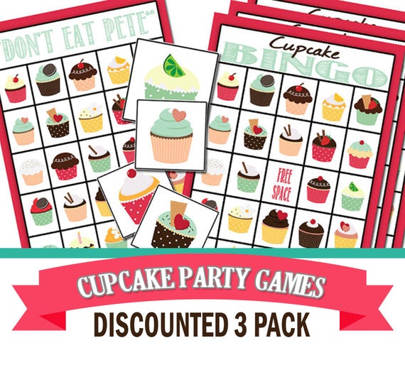 Cupcake Party Game Three Pack Cupcake Party Baking Birthday | Etsy