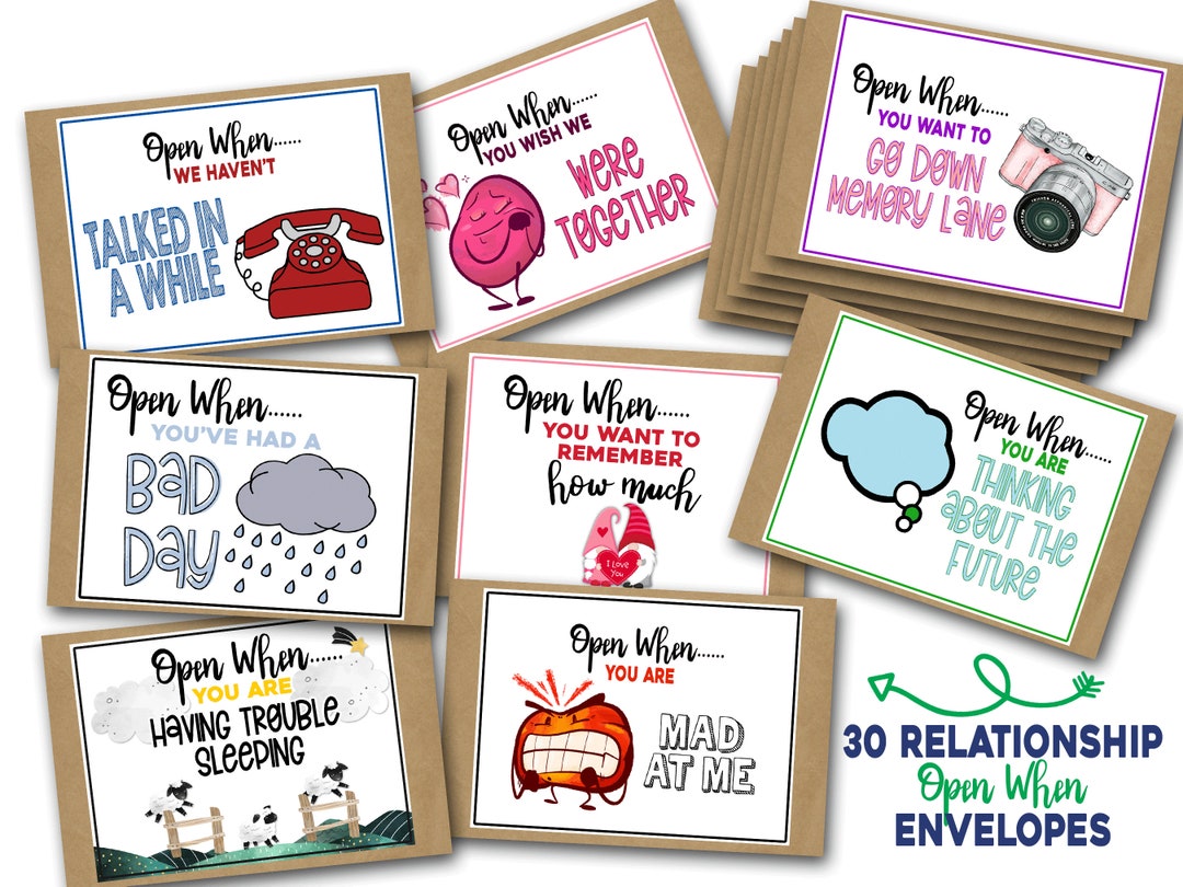 Open When Envelopes for Relationships, Boyfriend Open When Letters ...