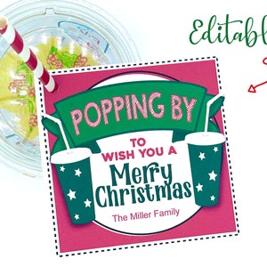 Christmas Neighbor Gift, Popping by Christmas Gift Tag, Holiday Co ...