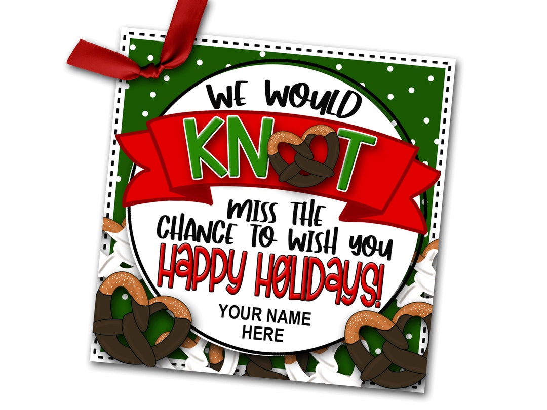Pretzel Christmas Neighbor Gift, Christmas Gift Tag, Pretzel Happy ...