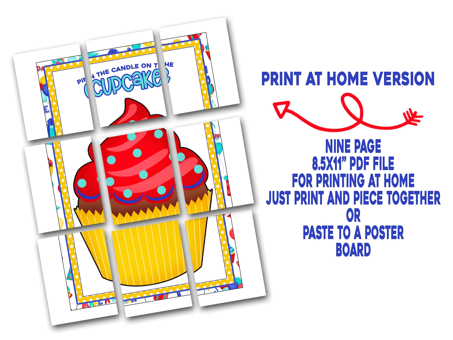 Birthday Party Game Pin the Candle on the Cake Printable - Etsy