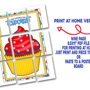 Birthday Party Game, Pin the Candle on the Cake, Printable Birthday ...