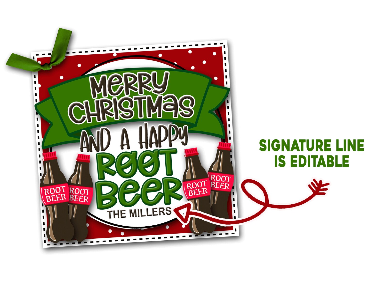 Root Beer Christmas Neighbor Gift, Christmas Gift Tag, Merry Christmas ...
