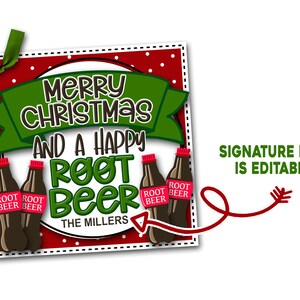 Root Beer Christmas Neighbor Gift, Christmas Gift Tag, Merry Christmas ...