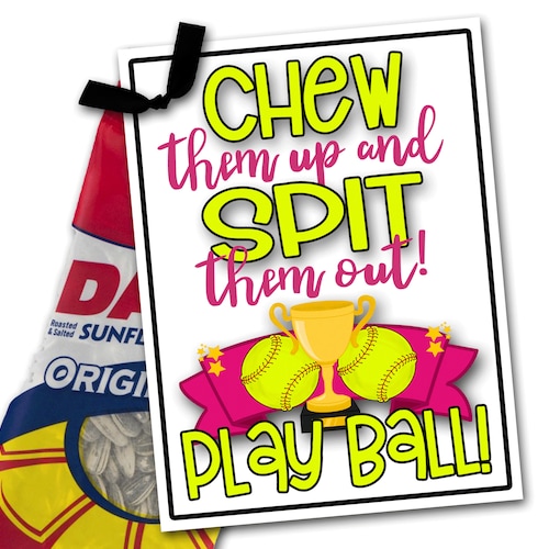 Softball Treat Tags Softball Good Luck Favor Tags Chew Them - Etsy