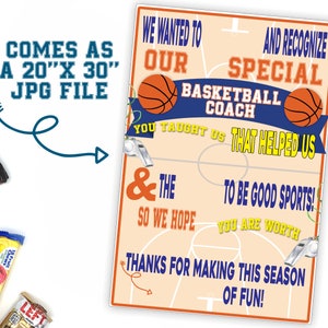 Basketball Coach Candy Gram Poster, Coaches Thank You Gift, Coach Gift ...
