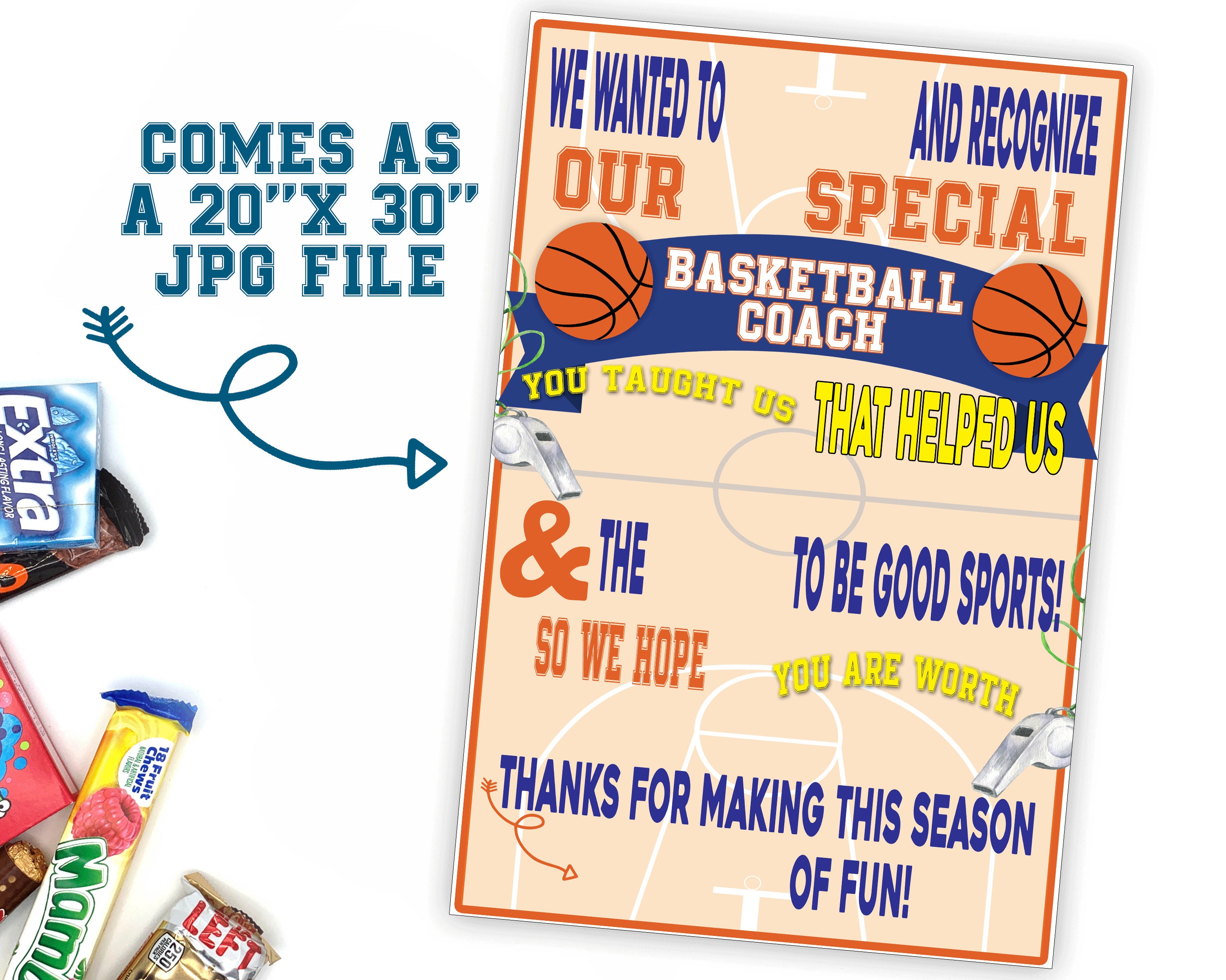 Basketball Coach Candy Gram Poster, Coaches Thank You Gift, Coach Gift ...