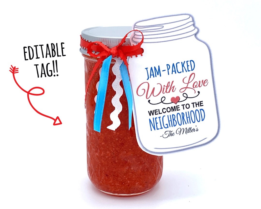 New Neighbor Gift, Jam Tags, Jam Gift Tag, Welcome to the Neighborhood ...