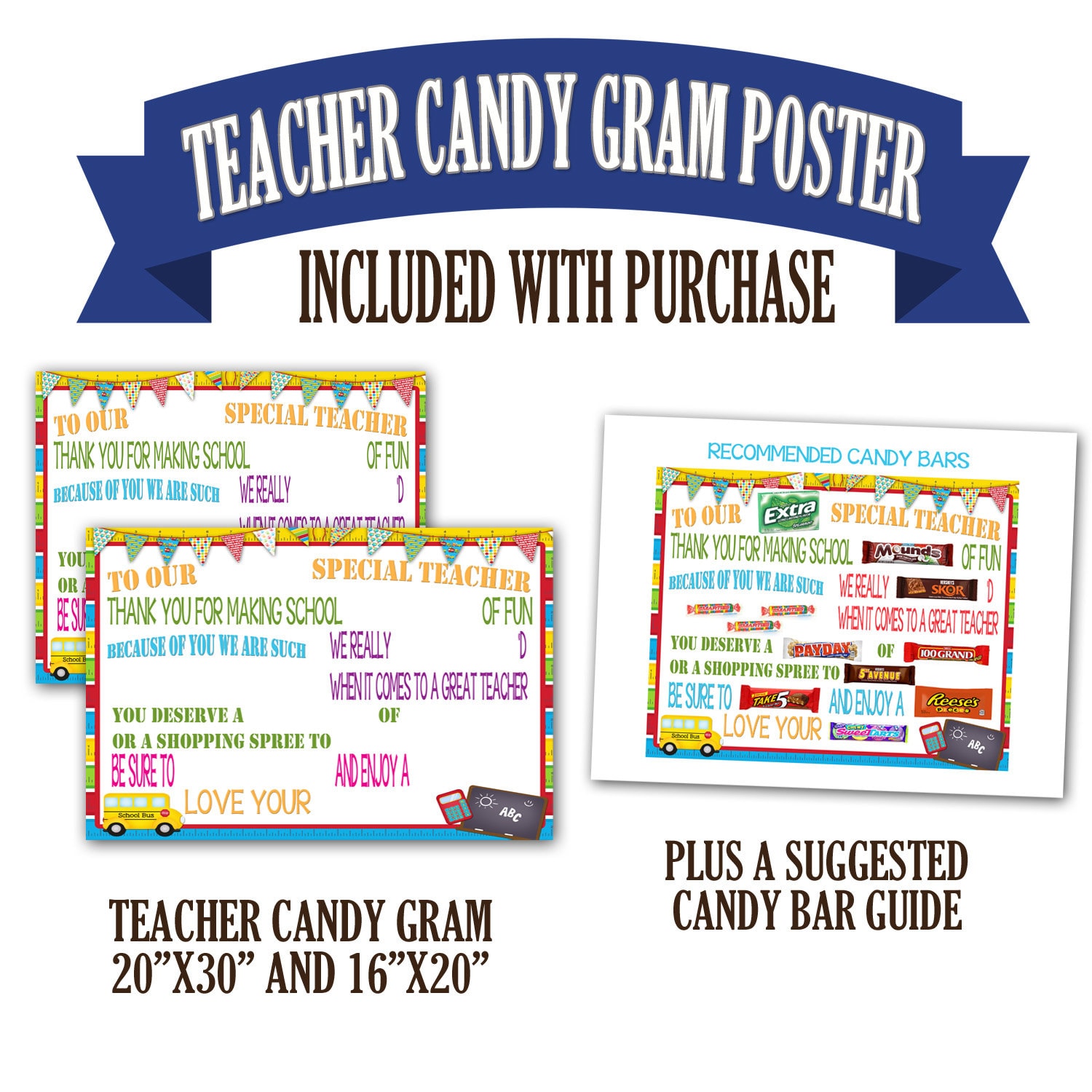 Teacher Candy Gram Poster, Candy Bar Poster, Teacher Appreciation, End ...
