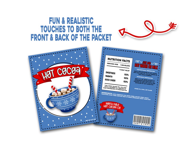 Elf Hot Cocoa Note Foldable Christmas Elf Hot Cocoa Packet - Etsy