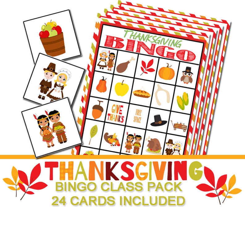 Thanksgiving Party Bingo Game Class Thanksgiving Party Class - Etsy