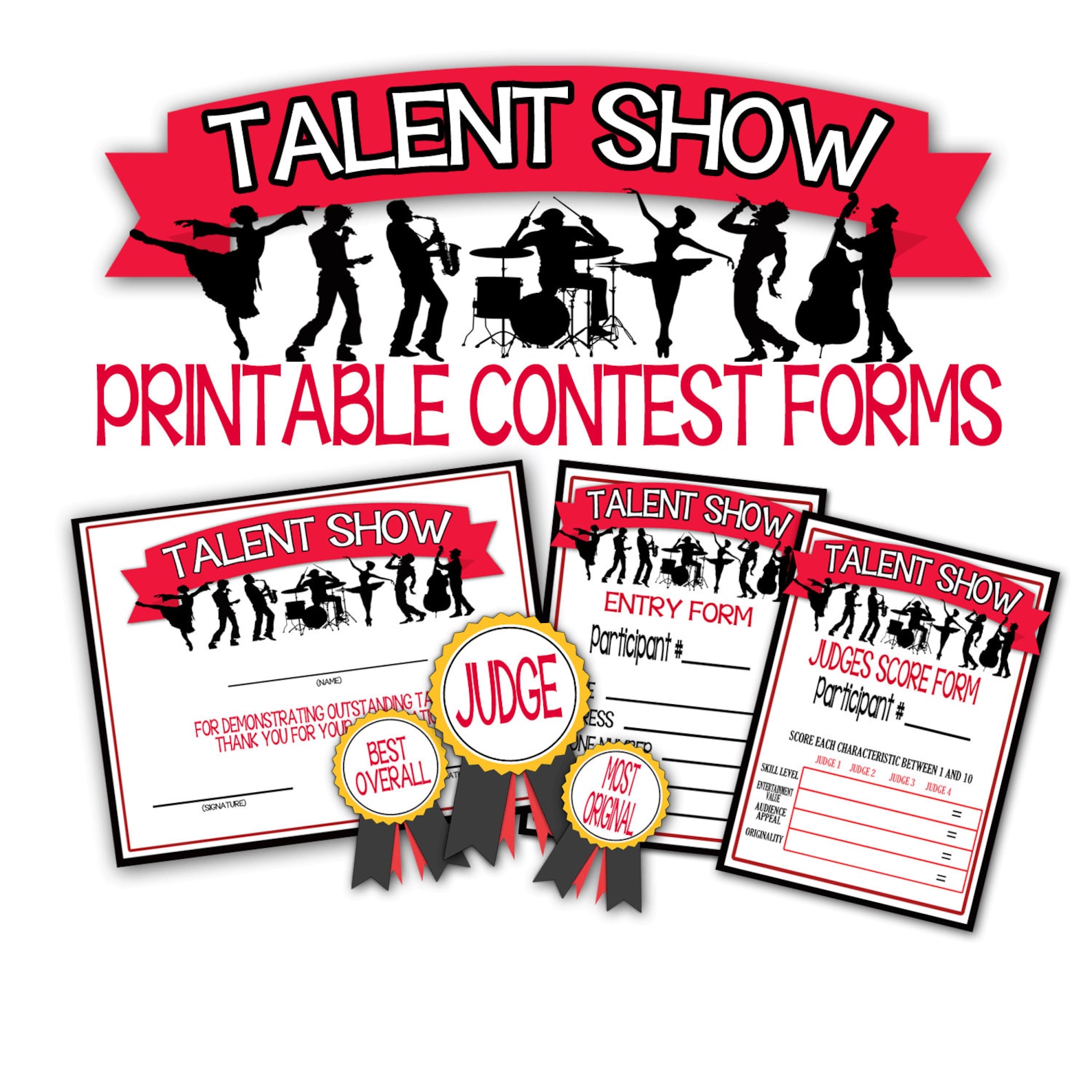 Talent Show Printable Contest Forms Talent Show Participation - Etsy
