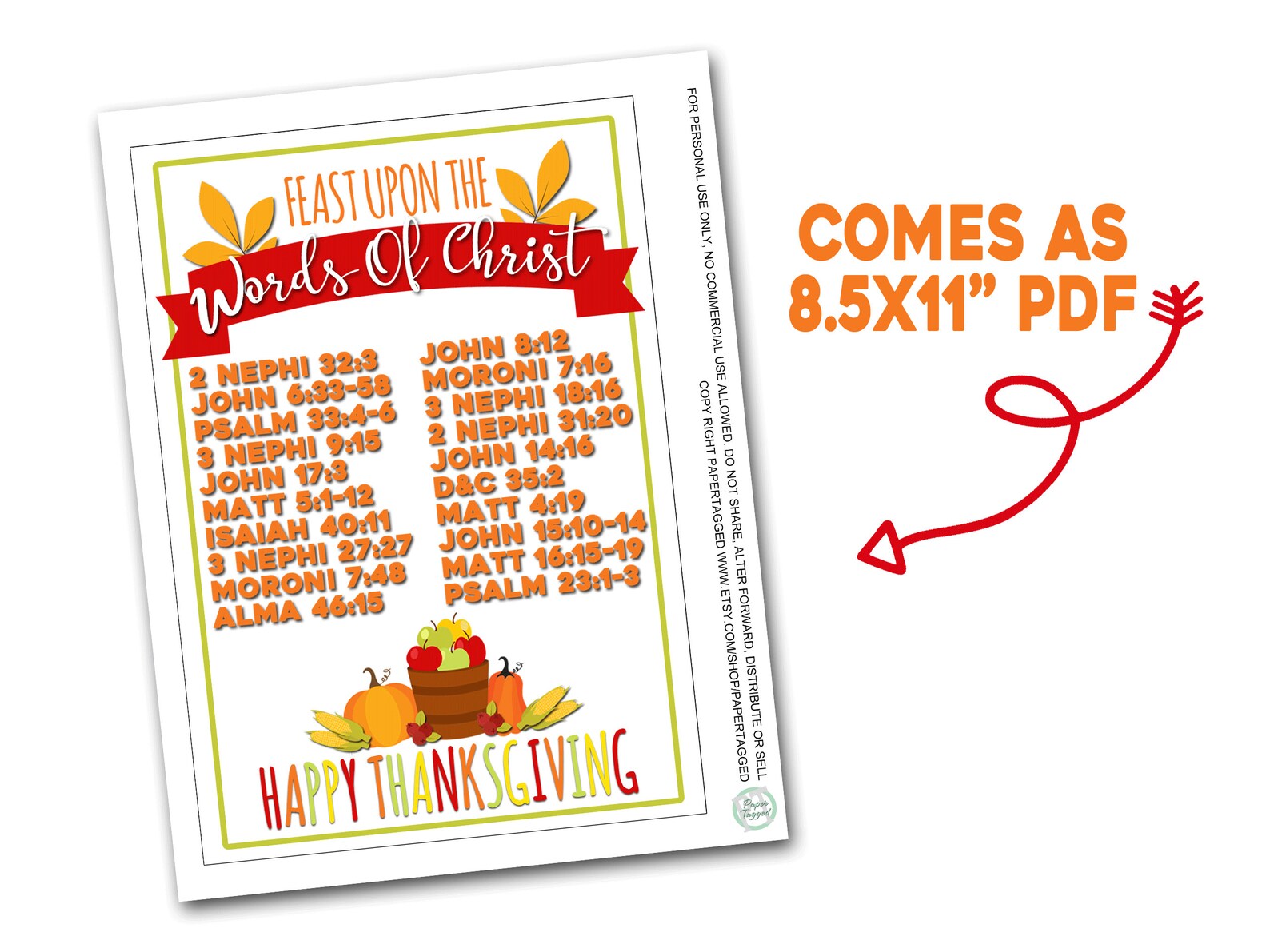 LDS Missionary Thanksgiving Package Printable Thanksgiving - Etsy