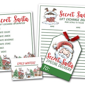 Secret Santa Gift Exchange Kit, Printable Christmas Secret Santa Sign ...
