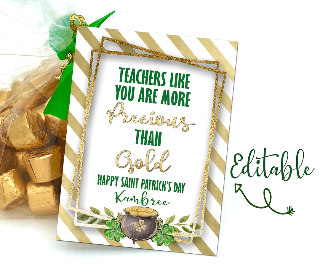 Saint Patrick's Day Teacher Appreciation Idea, Teacher Gift Tag ...