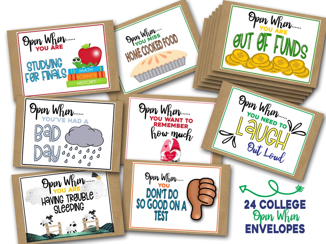 Open When Envelopes for College Students, College Student Open When ...