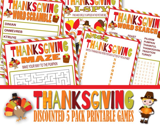 Thanksgiving Printable Games Class Thanksgiving Party Class - Etsy