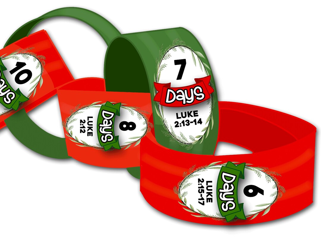 Christmas Countdown Chain, Christmas Scripture Countdown Chain, Christian Countdown Chain ...