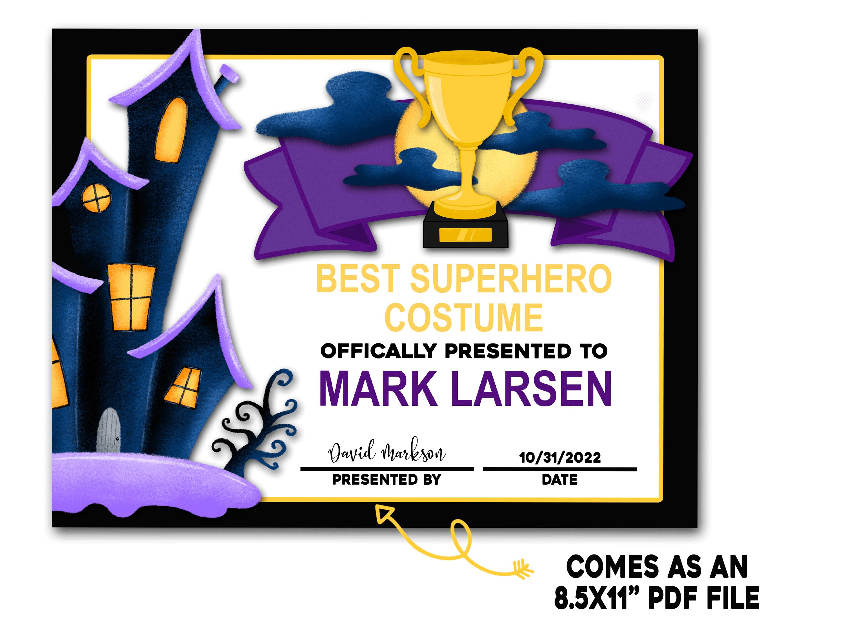 Halloween Award Certificates, Halloween Costume Award Certificates ...