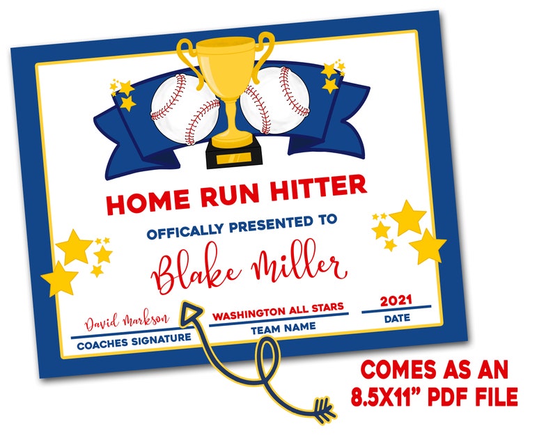 Baseball Team Awards, Editable PDF File, Baseball Certificates, End of ...
