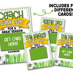 Soccer Coach Thank You Gift Card Holder, Soccer Thank You Card, Soccer ...