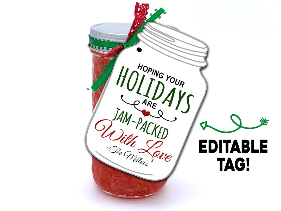 Holiday Gift Tag, Jam Packed With Love, Holiday Neighbor Gift ...