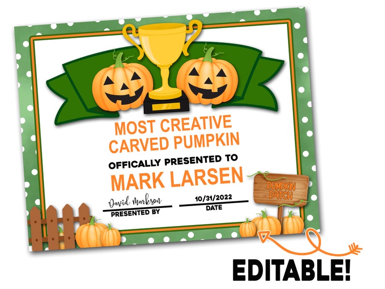 Halloween Award Certificates, Halloween Pumpkin Carving Certificates ...