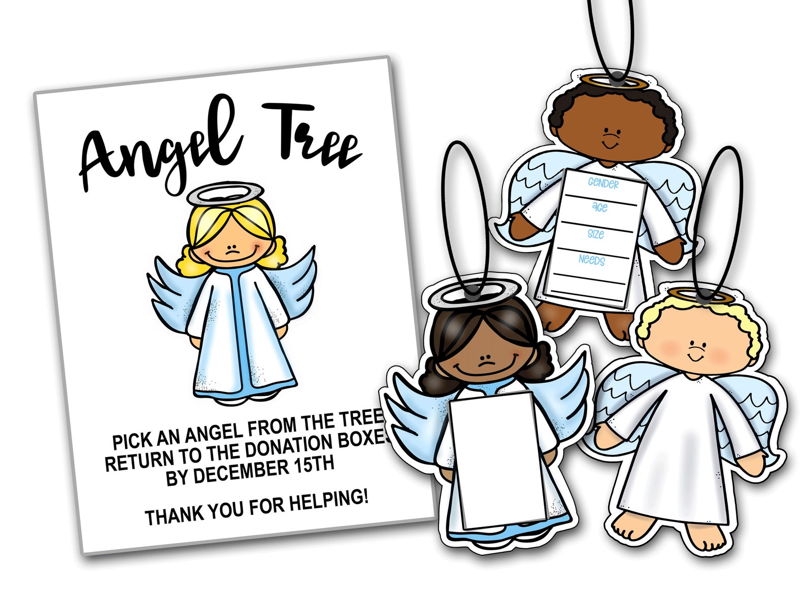 Angel Tree Kit, Angel Tree Sign, Angel Tree Sign Ups, Printable Angel ...