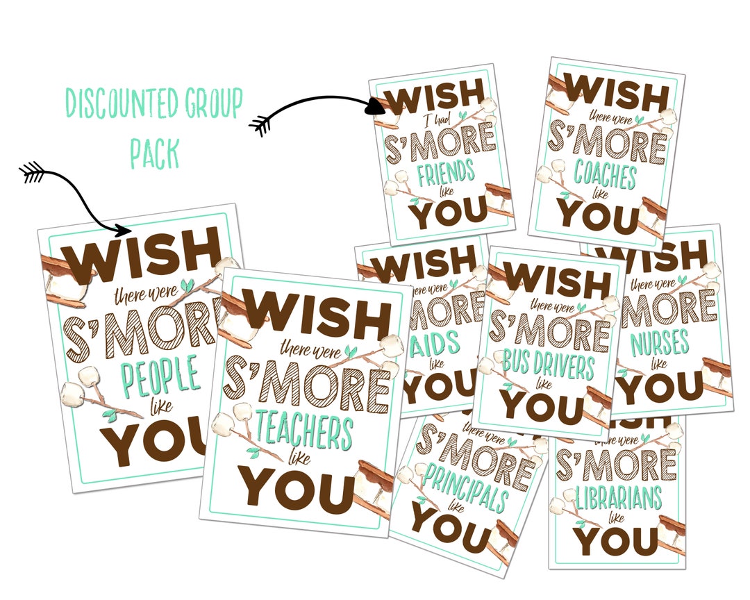 S'more People Like You, Printable Gift Tags, Discounted Set of Nine ...