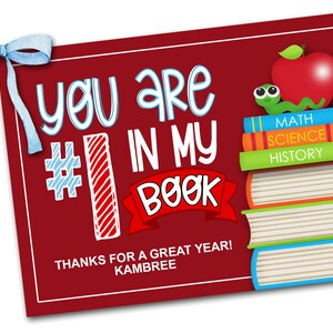 Teacher Gift Tag, Teacher Appreciation Week Gift, Number One in My Book ...