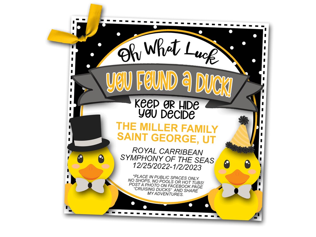 New Years Duck Tags, New Years Eve Cruising Ducks, Rubber Duck Tag ...