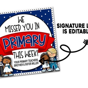 We Missed You in Primary Drop by Gift Tags, Primary Teacher Printable ...