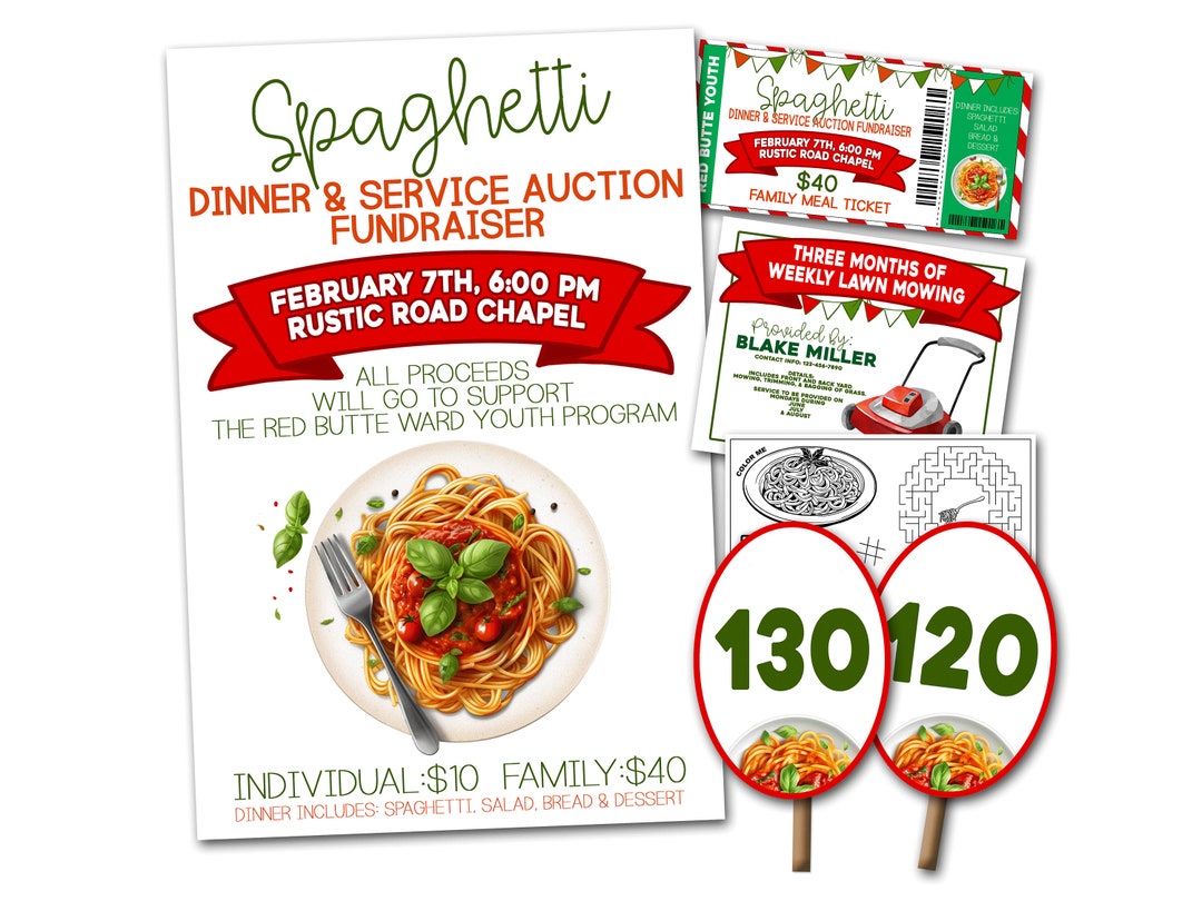 Spaghetti Dinner Fundraiser, Spaghetti Fundraiser Flyer, Service ...