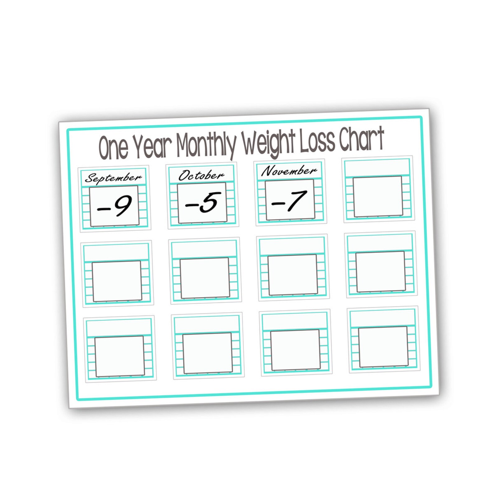Weight Loss Recording Charts Monthly Weight Loss Chart Body - Etsy
