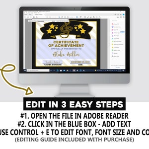 Music Awards, Editable PDF File, Certificate of Achievement, Piano ...