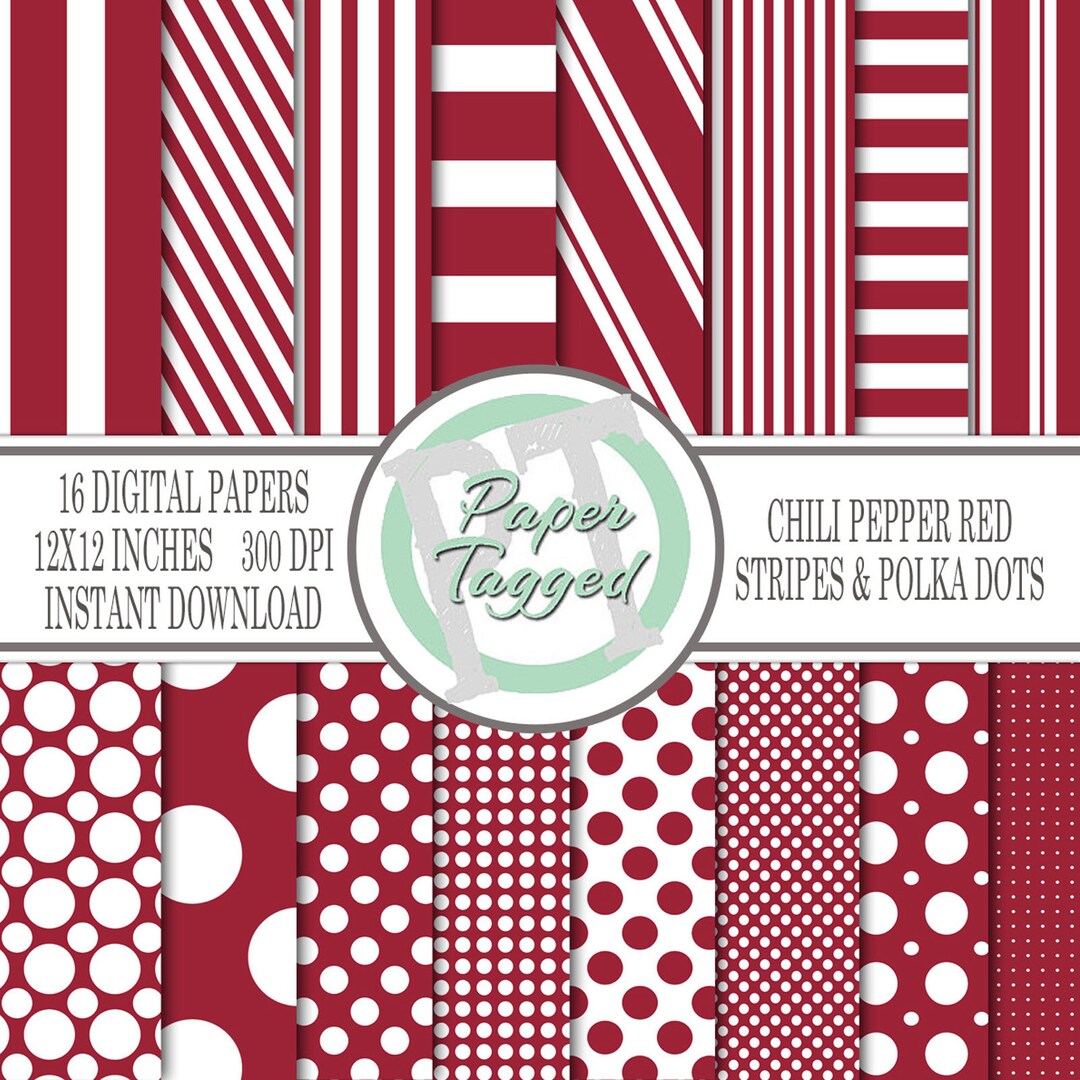 Digital Paper Pack, Chili Pepper Red, 16 Digital Papers Included, 12x12 ...