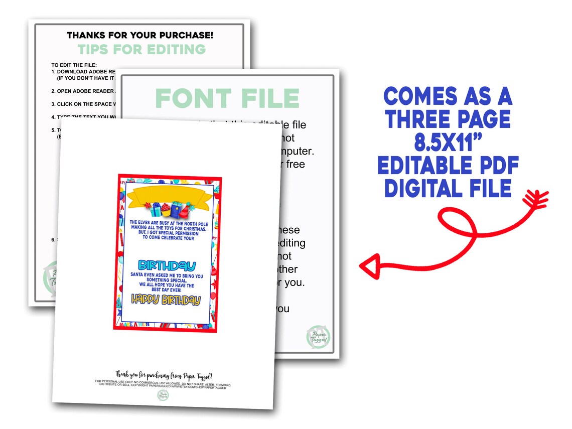 Elf Birthday Note, Christmas Elf Birthday Visit, Editable Elf Birthday ...