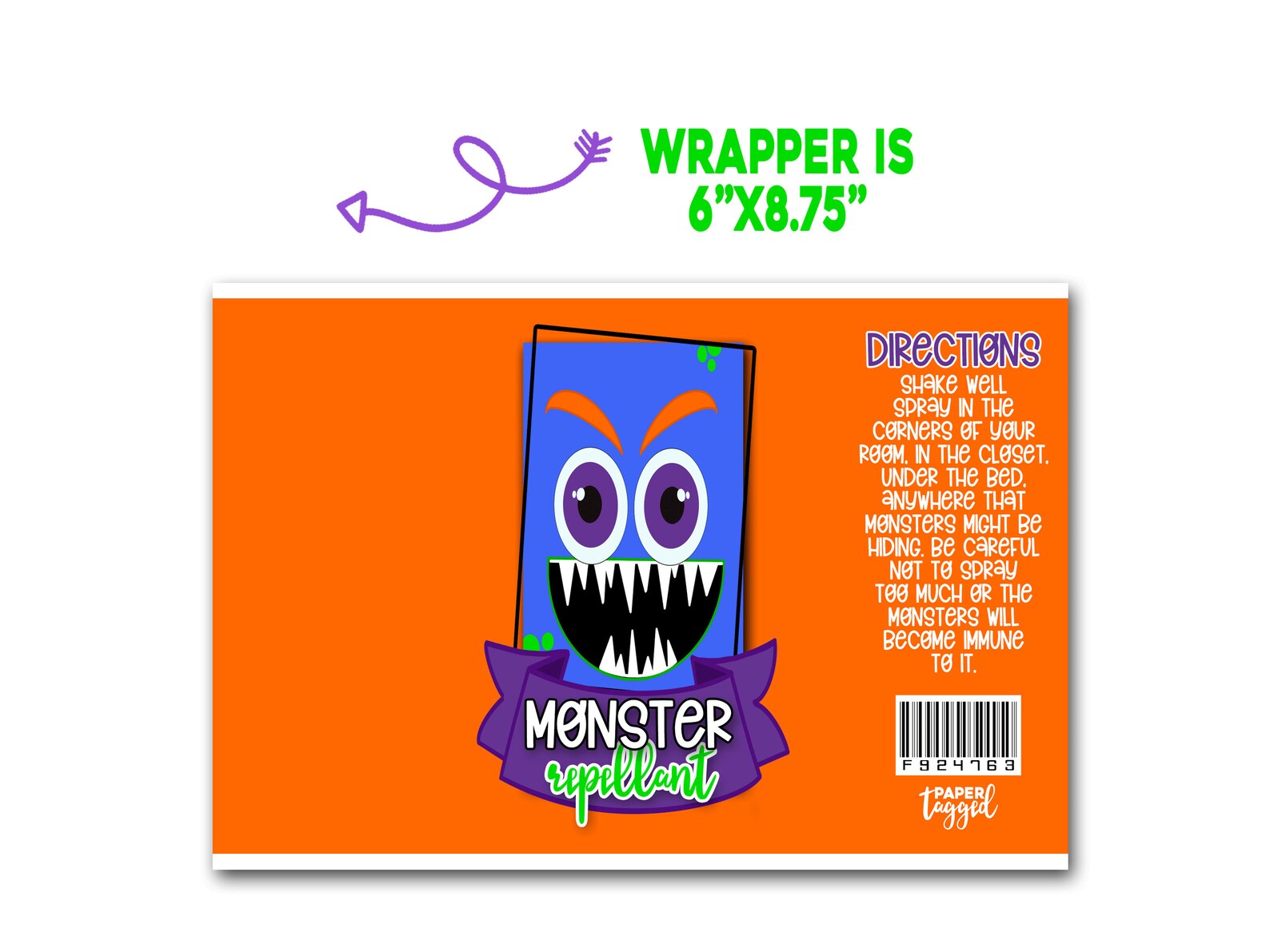 Monster Repellant Wrappers, Mummy Can Wrappers, Monster Go Away Spray ...