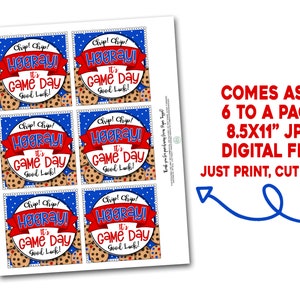 Game Day Treat Tag, Chip Chip Hooray It's Game Day, Sports Team Gift ...