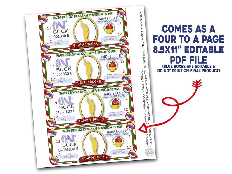 Bishop Bucks Primary Birthday Gift LDS Primary Birthday - Etsy