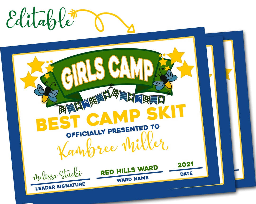 Young Women Girls Camp Awards, LDS Young Women Girls Camp, Editable ...
