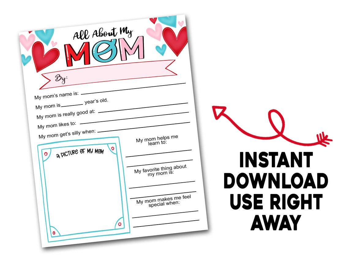 All About My Mom Mother's Day Printable Mother's Day | Etsy