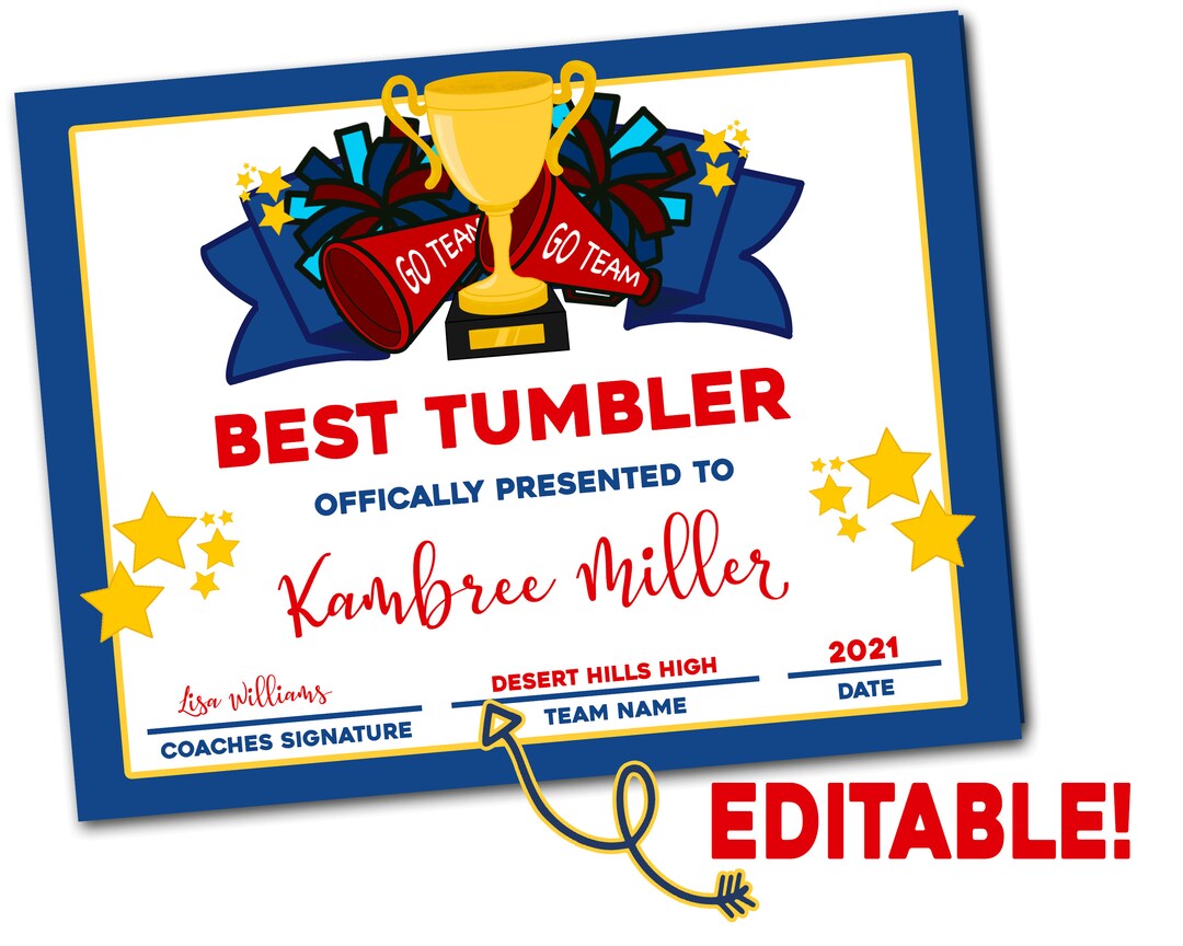 Cheer Team Awards, Editable PDF File, Cheer Certificates, End of Season ...