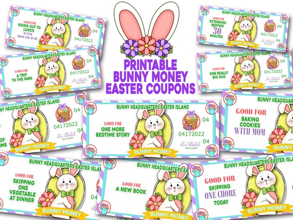 Easter Bunny Coupons Bunny Money Easter Bunny Reward - Etsy