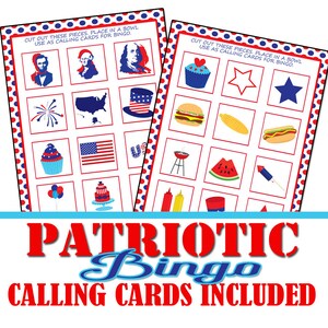 Patriotic Party Bingo Game, Fourth of July Party Game, Memorial Day ...