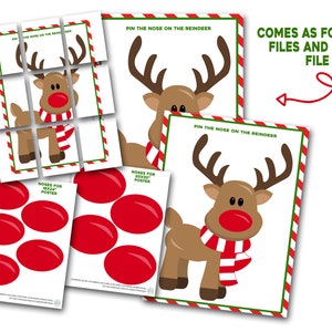 Pin the Nose on the Reindeer, Printable, Christmas Class Party Game ...